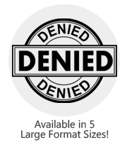 Large Round Denied Stock Message Stamp | Rubber Stamp Champ
