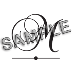 Single Script Initial Monogram Stamp with Line | Rubber Stamp Champ