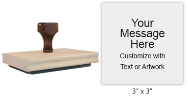 Custom Wood Rubber Hand Stamp, 3 x 3 | Rubber Stamp Champ